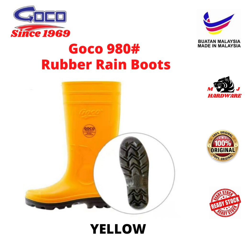 Goco 980 PVC Rain boot กันน้ํากันลื่น, รองเท้ายางสีเหลืองคุณภาพสูง, บูท ...