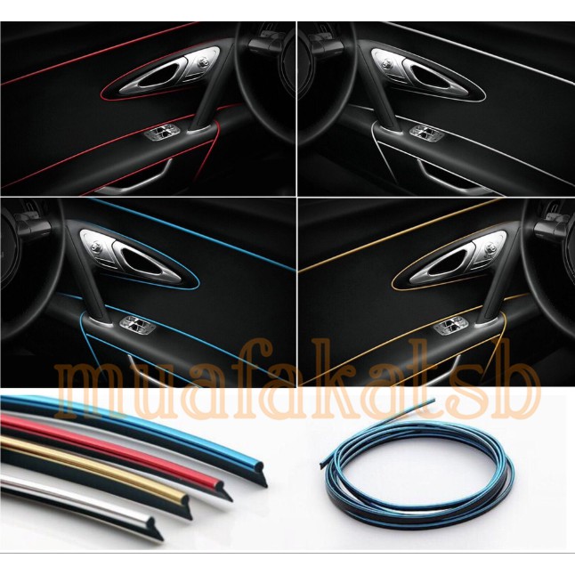 5 เมตรสายภายในรถ chrome Edge Strip Trim แผงประตู Molding อุปกรณ์เสริม ...