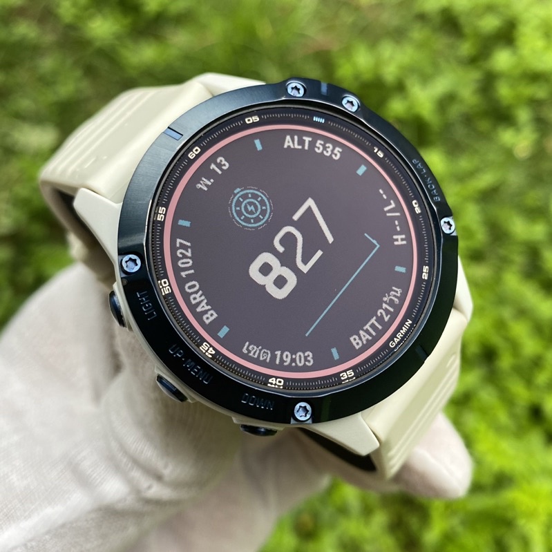 Garmin Fenix 6 Pro Solar - Mineral blue with whitestone silicone band ...