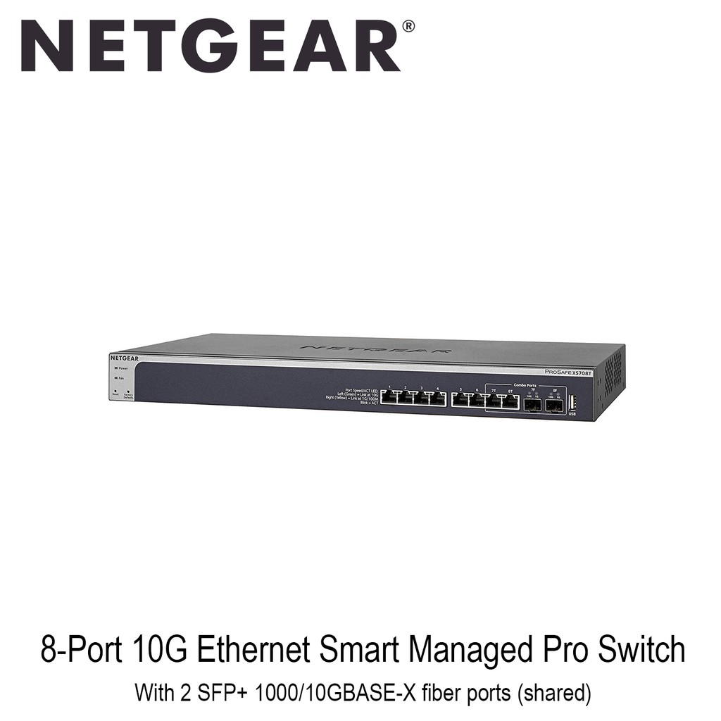 NETGEAR (XS708T) 8-Port 10G Ethernet Smart Managed Pro Switch - with 2 ...