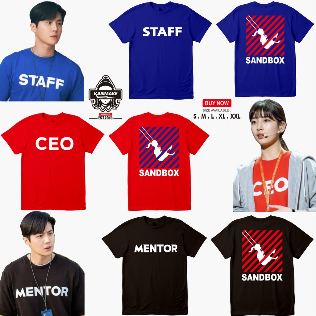 เสื้อยืดแขนสั้นพิมพ์ลาย K Pop Start Up Sand Box Seon Ho Suzy Ceo Staff ...