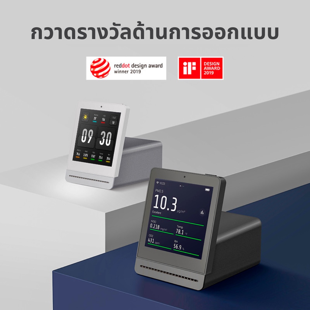 Qingping เครื่องวัดคุณภาพอากาศ รุ่น QP Pro Air Quality Monitor วัดฝุ่น ...