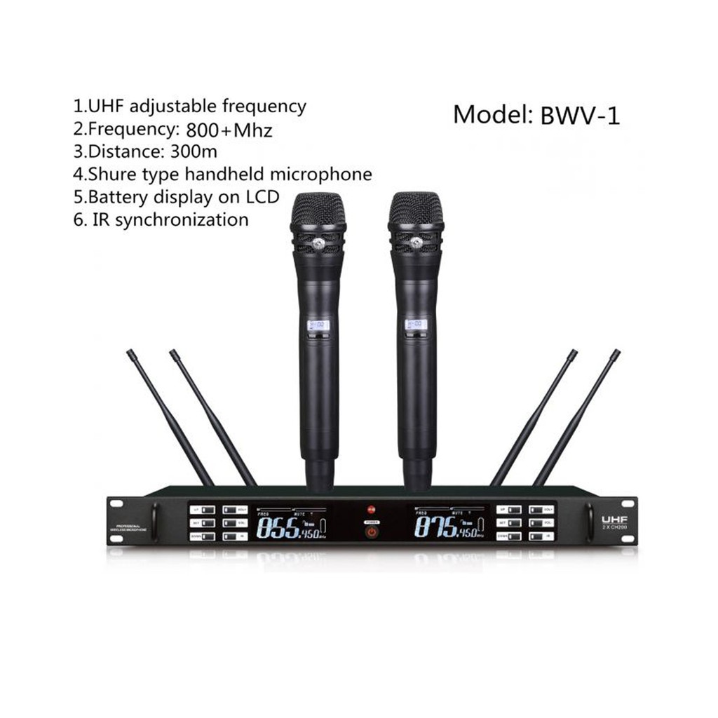 Bandwidth BWV-1 ไมค์ลอยคู่ ไมโครโฟนไร้สาย UHF Wireless Microphone ...