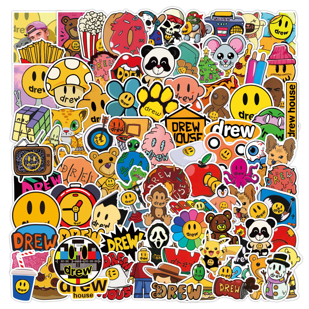 สติกเกอร์ PVC ตกแต่งผนังบ้าน พิมพ์แบรนด์ Drew House ของ Justin Bieber ...