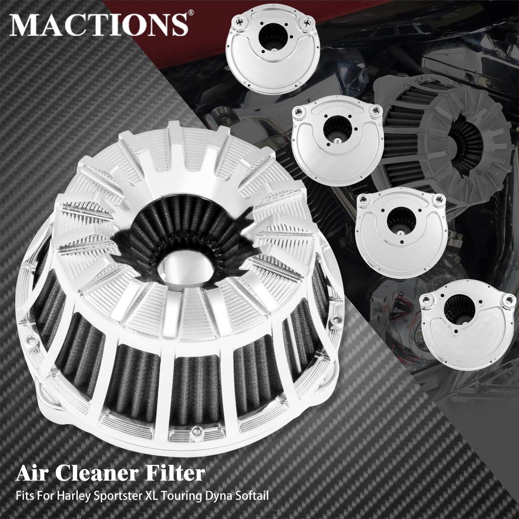 Motorcycle CNC Air Filter Cleaner Intake Filter Chrome For Harley ...