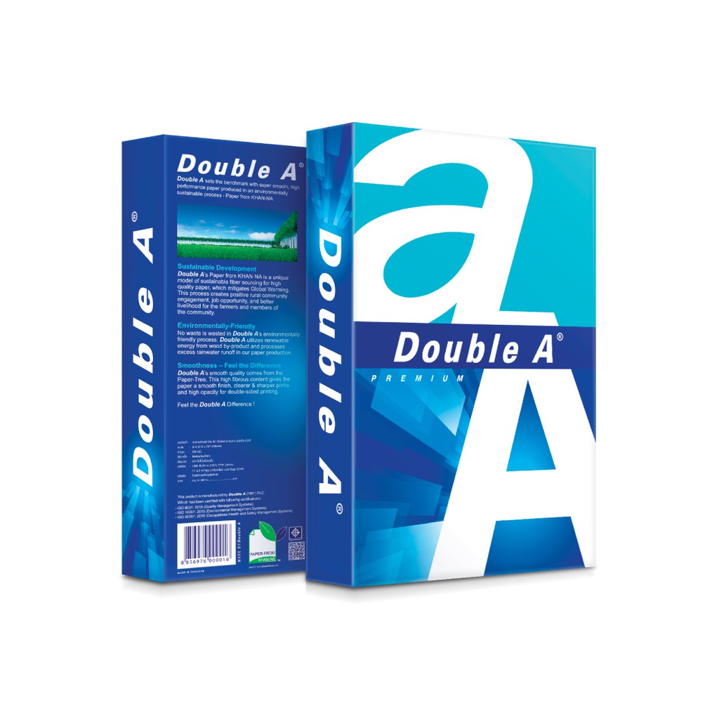Double A กระดาษดั๊บเบิ้ลเอ 80 แกรม ขนาด A4 แบบรีม จำนวน 500 แผ่น ...