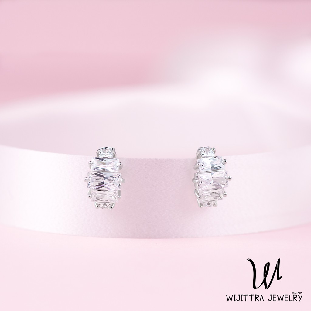 ต่างหูเงินแท้ Princess | Wijittra Jewelry | | Shopee Thailand