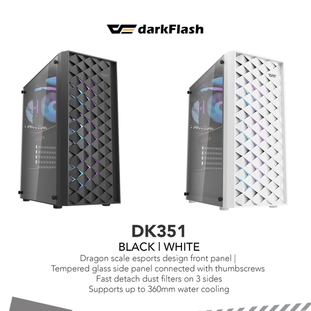 DARKFLASH DK351 ATX GAMING CASE – BLACK | DRAGON SCALE DESIGN | Shopee ...