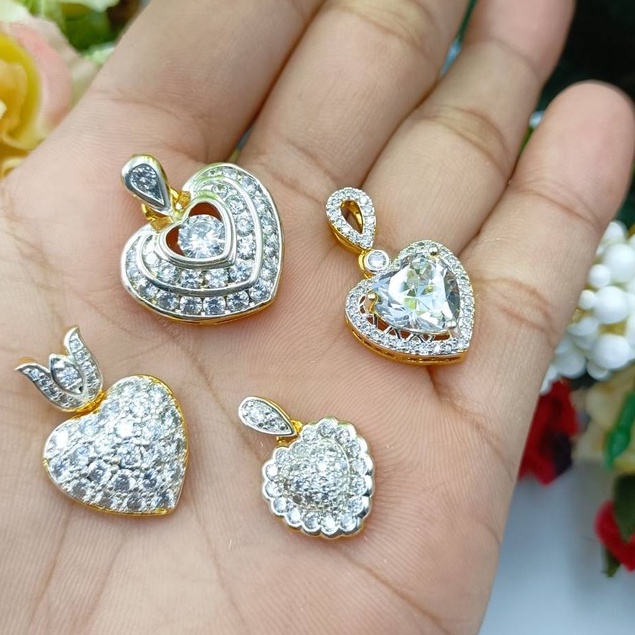 จี้เพชรหัวใจงาน cz แท้ สวยงาม k226 ไม่แพ้ ไม่คัน | Shopee Thailand