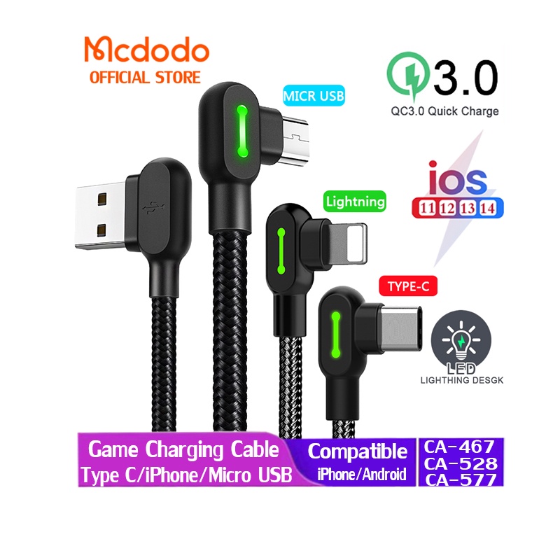 Mcdodo สายชาร์จเร็ว Type C Micro USB สําหรับ iPhone CA-467 528 577 737 ...