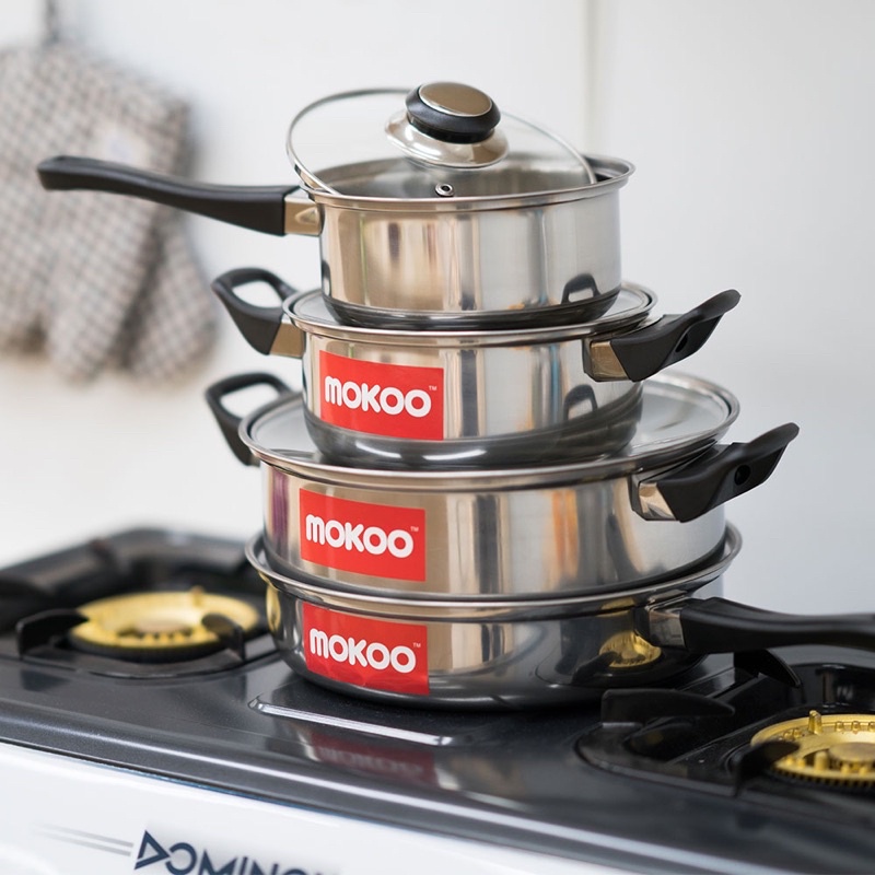 (โค้ด MKYW7Z ลด15%) หม้อสแตนเลส MOKOO 7 ชิ้น | Shopee Thailand