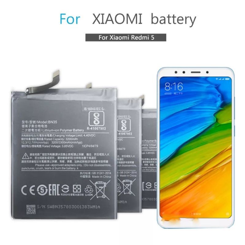 BN35 แบตเตอรี่โทรศัพท์มือถือสำหรับ Xiaomi Redmi 5 Redmi5 5.7 "เปลี่ยน ...