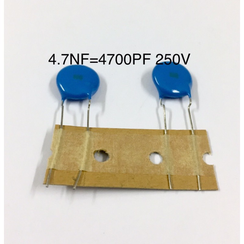 10ชิ้น 472M (0.0047UF) 250V 4.7NF=4700PF (M=+-5%) ขาห่าง8mm. Capacitor ...