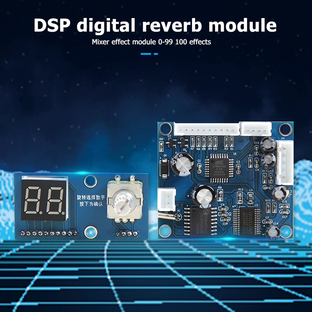 100ชนิด DSP Digital Reverb โมดูลแบบพกพาลำโพงไร้สาย DC 5V Karaoke Effect ...