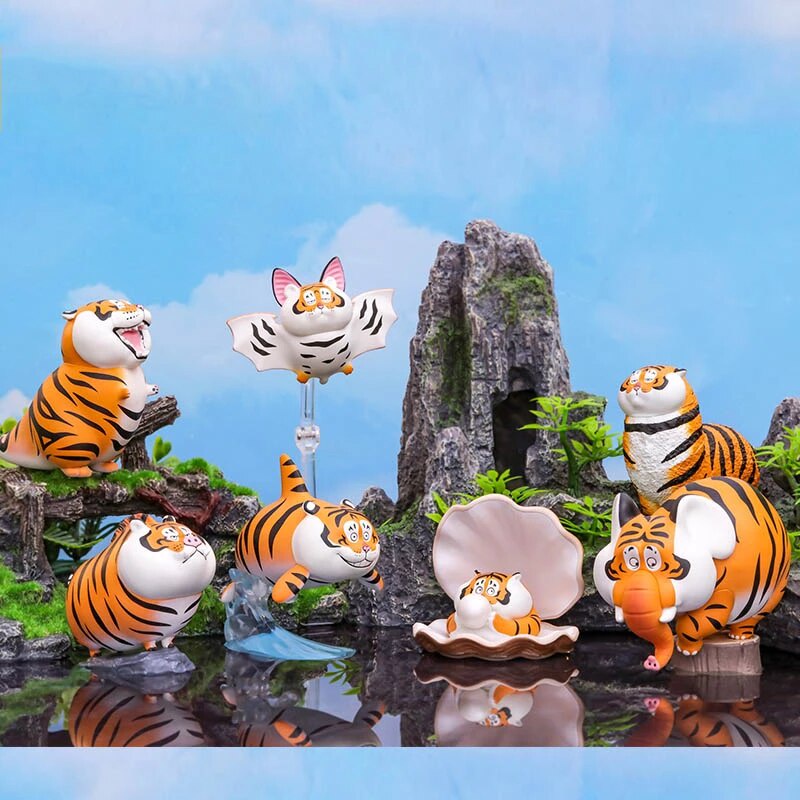 โมเดลเสืออ้วน โมเดลเสือ โมเดล Tiger Blind Box Toys Funny Tiger Can Be ...