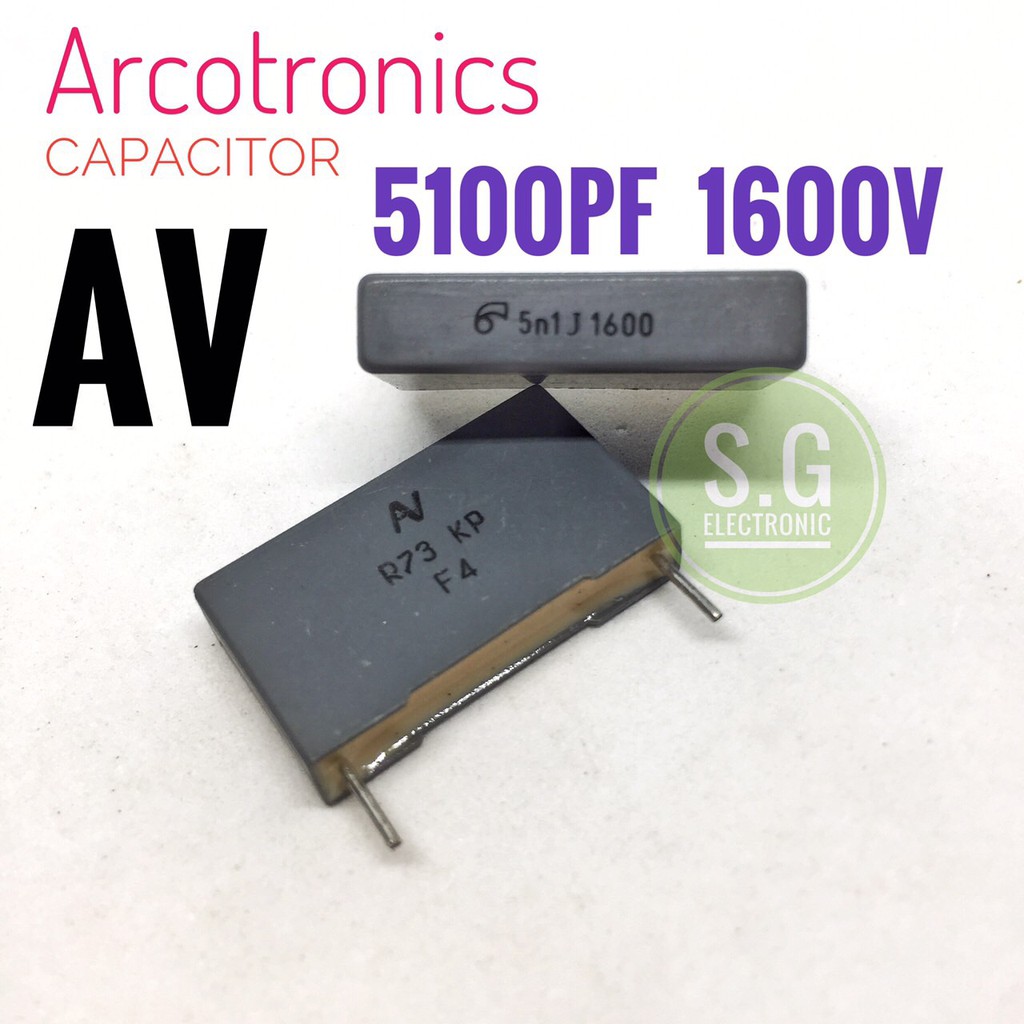 ((ชุด 5ชิ้น))5100pF 1600V AV Arcotronics (0.0051uF) ,(512) ,(5.1nF ...