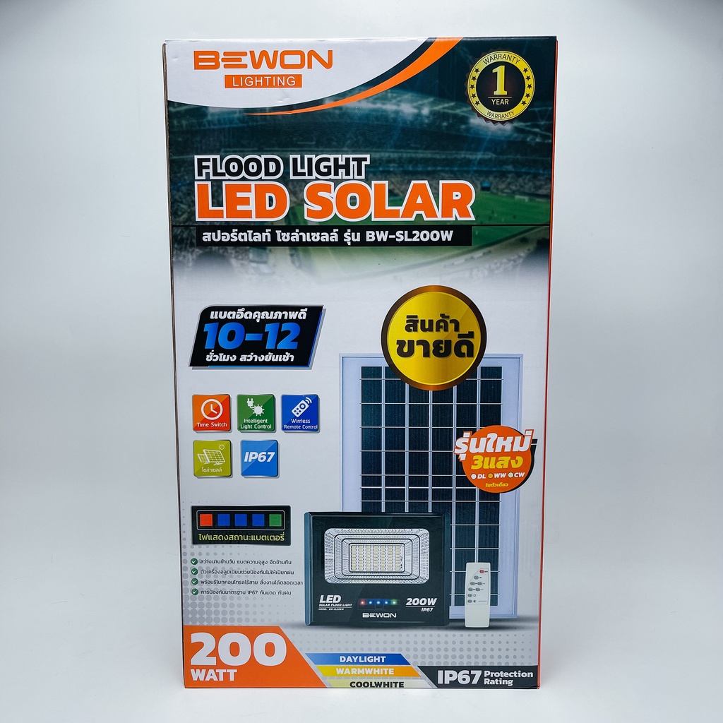 ชุดสปอตไลท์ LED Flood Light 200W แบตในตัว พร้อมแผงโซล่าเซลล์ขนาดใหญ่ ...