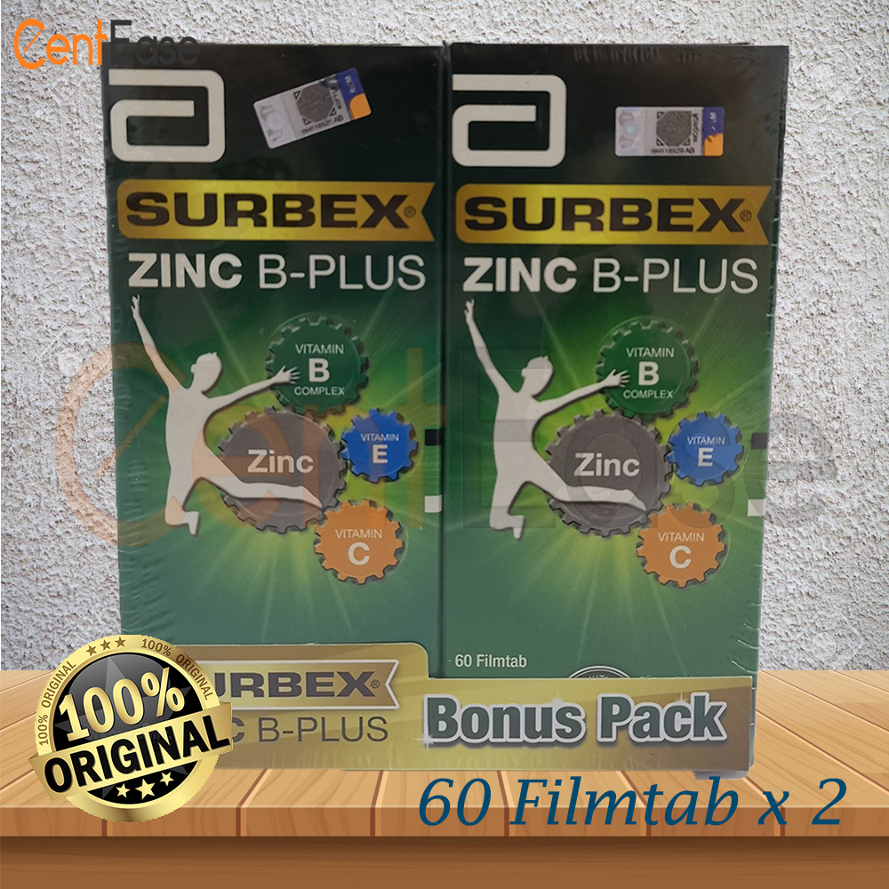 Abbott Surbex Zinc B-Plus Boost Your Energy 2 x 60 Filmtab (Exp: Jul ...