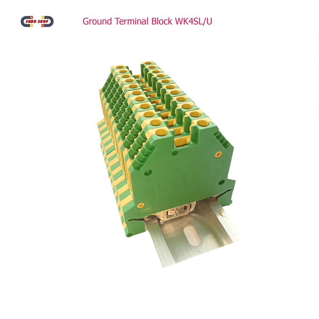 WK4SL/U Ground Terminal Block DIN Rail 600V 20-10 AWG กราวด์ เทอร์มินอล ...