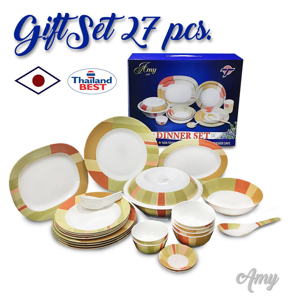 Dinner Set 27 ชิ้น เมลามีนแท้ 100% Made in Thailand | Shopee Thailand
