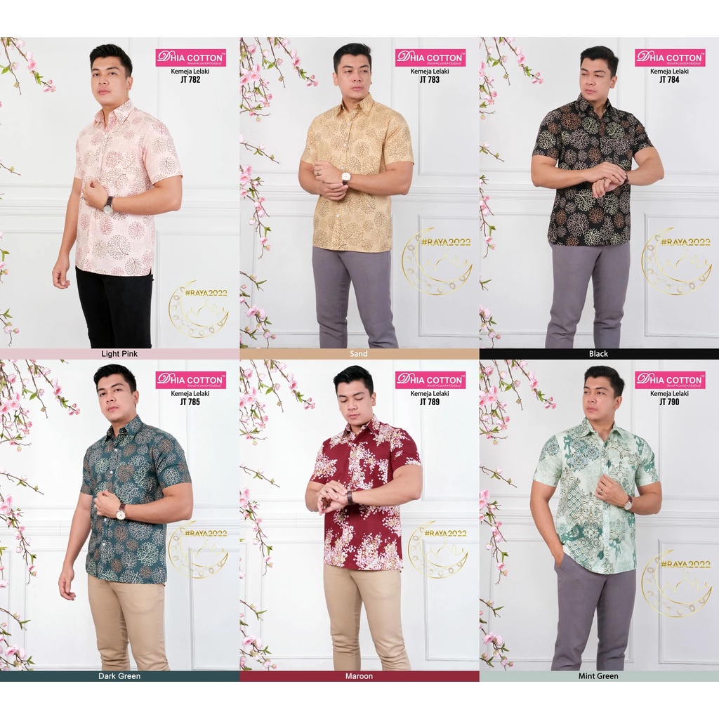 ผ้าฝ้าย KEMEJA BATIK LELAKI EXCLUSIVE BY DHIA COTTON SMART CASUAL PLUSS SIZE LENGAN PENDEK ...