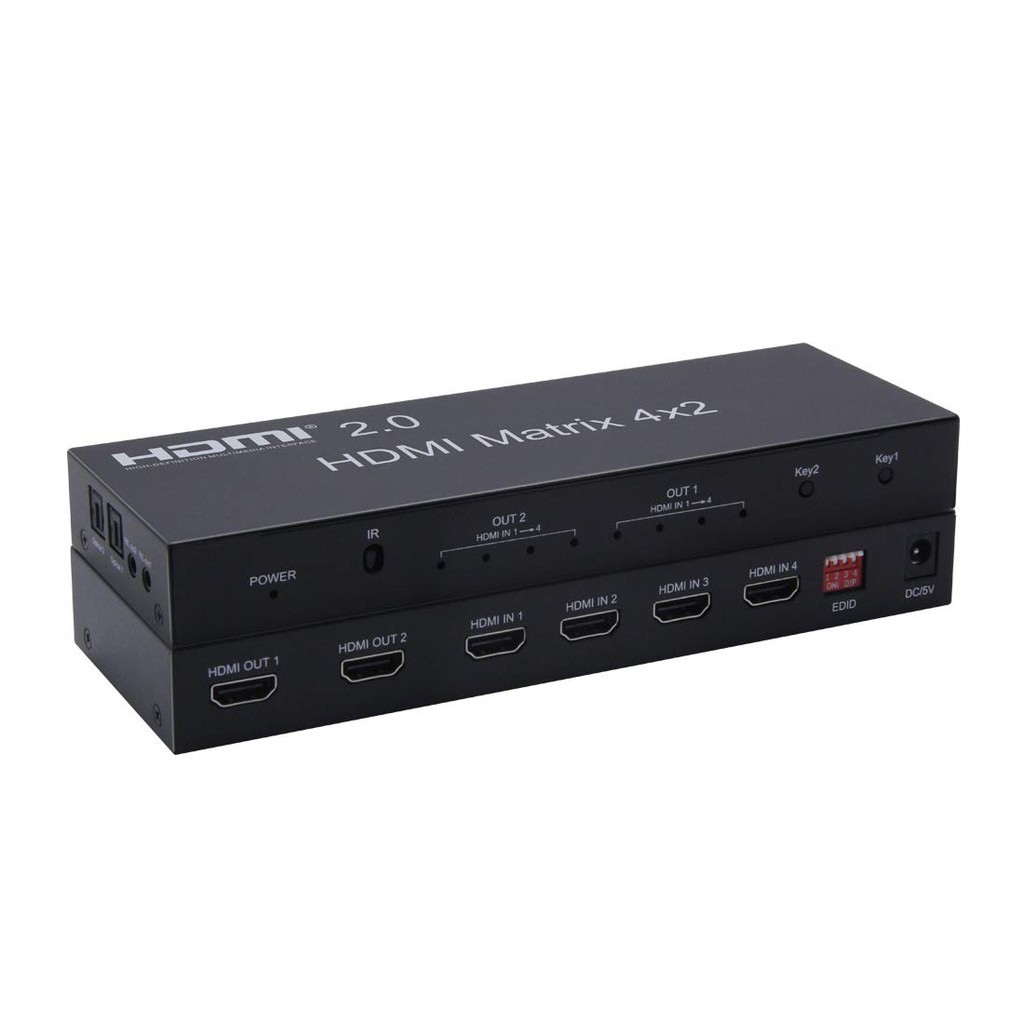 HDMI Matrix 4x2 Switch HDMI Splitter with Audio Out,Remote HDMI 4X1 Quad Multi-VieWer With ...
