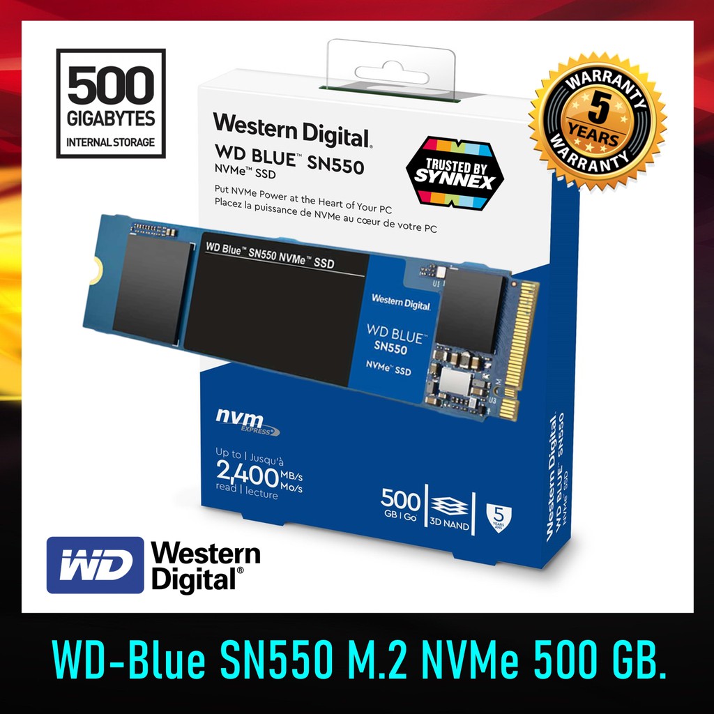 WD-Blue SN550 M.2 NVMe SSD 500 GB. WDS500G2B0C Read 2,400 / Write 1,750 ...