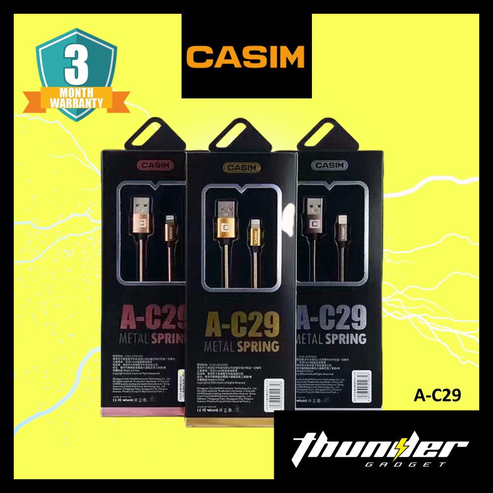 Casim DESIGN A-C29 สายเคเบิลข้อมูล USB แบบสปริงโลหะ ชาร์จเร็ว | Shopee ...