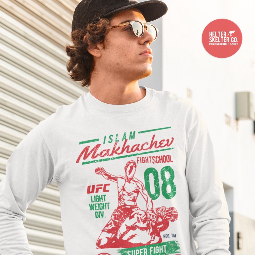 คอลูกเรือเสื้อยืดคอกลมเสื้อยืดแขนยาว พิมพ์ลายนักมวย Ufc Fighter Islamic ...