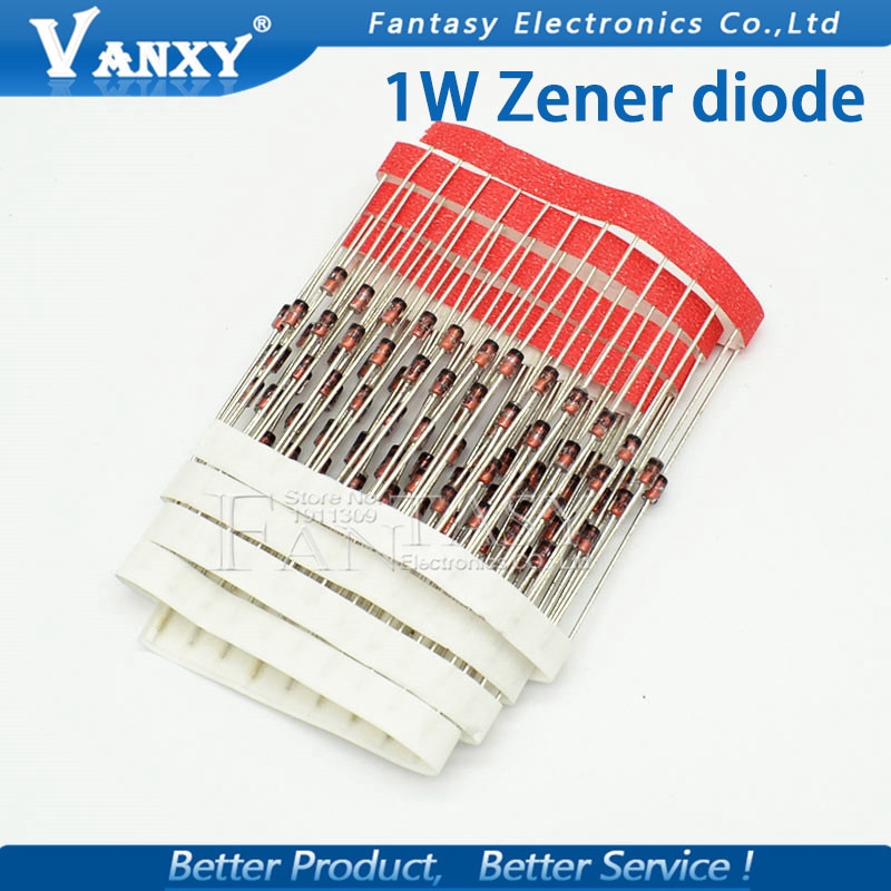 100pcs 1W Zener diode DO-41 3V 3V3 3V6 3V9 4V3 4V7 5V1 5V6 6V2 6V8 7V5 8V2 9V1 10V 11V 12V 13V ...