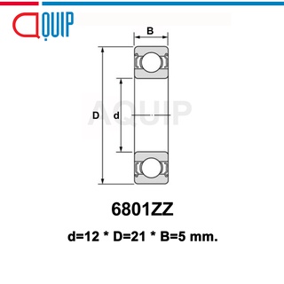 6801ZZ SBC ตลับลูกปืนเม็ดกลมร่องลึก ฝาเหล็ก 2 ข้าง ( Deep Groove Ball ...