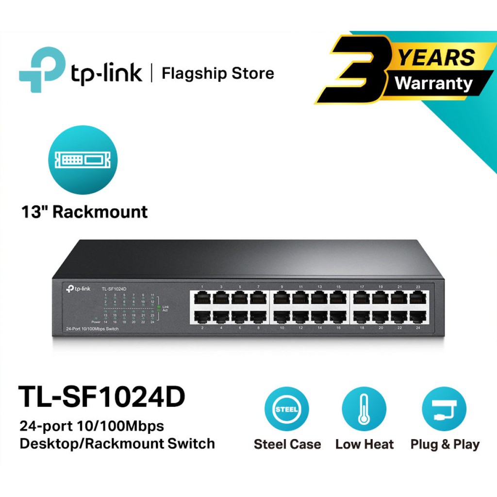 SWITCH HUB (สวิตซ์ฮับ) TP-LINK (TL-SF1024D) Switching Hub 24 Port (11 ...