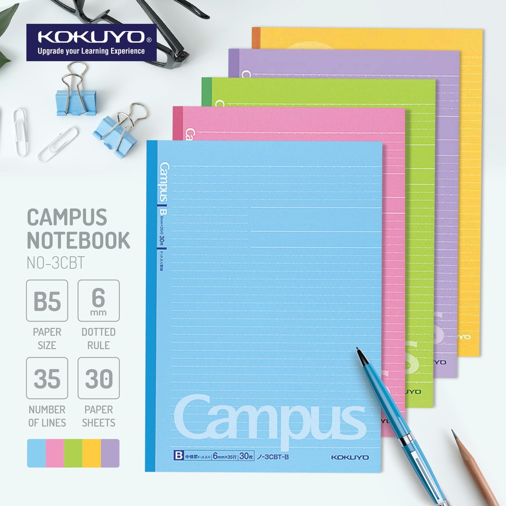 Kokuyo NO-3CBT Campus Notebook - B5 - Rule 6 mm Dotted -35LINES (30SHEETS) | Shopee Thailand