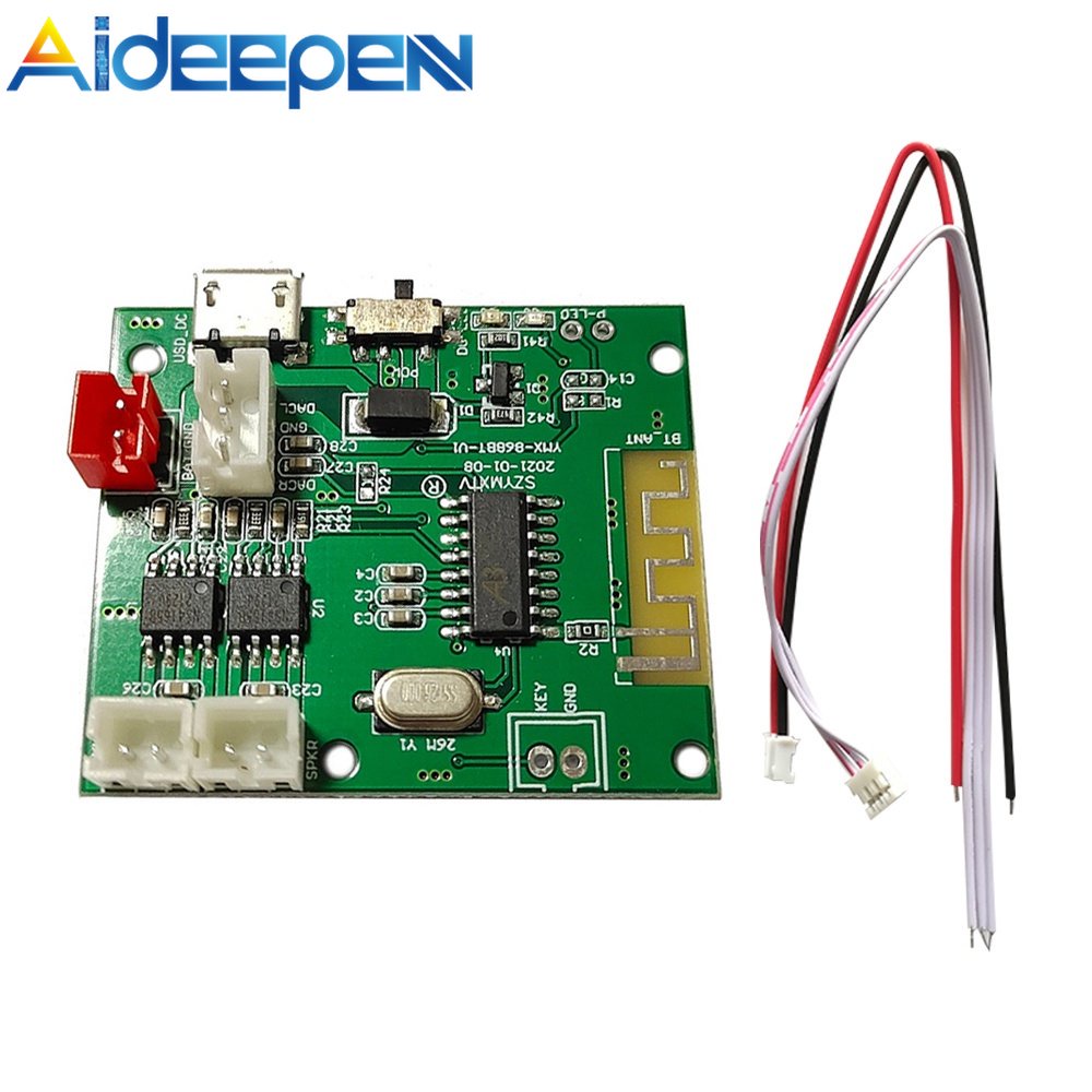 Aideepen บอร์ดขยายเสียงสเตอริโอ DC3.7V-5V 5W+5W BT ขนาดเล็ก พร้อมบอร์ดขยายเสียงสเตอริโอ สําหรับ ...