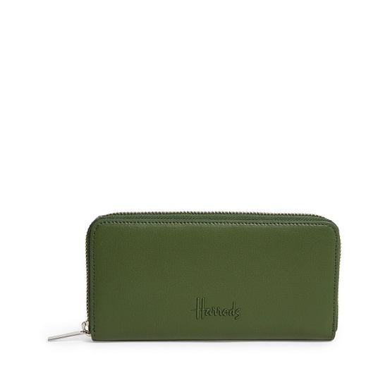Harrods รุ่น Leather Kensington Zip-Around Wallet สีเขียว***พรี ...