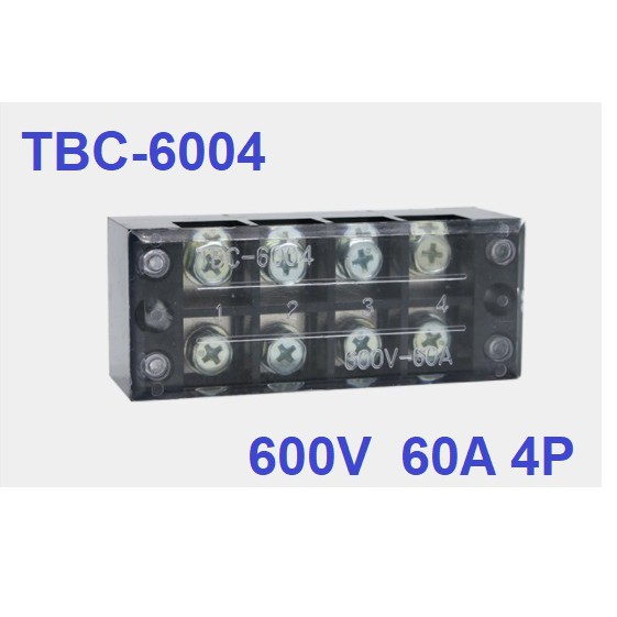 Terminal Blocks TBC-6004 60A 4P เทอร์มินอลบล็อก แผงต่อสายไฟ แรงดัน 600V 60A 4P | Shopee Thailand
