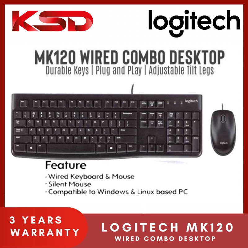 Logitech MK120 Desktop Keyboard + Mouse Combo / MK120 Keyboard + Mouse ...