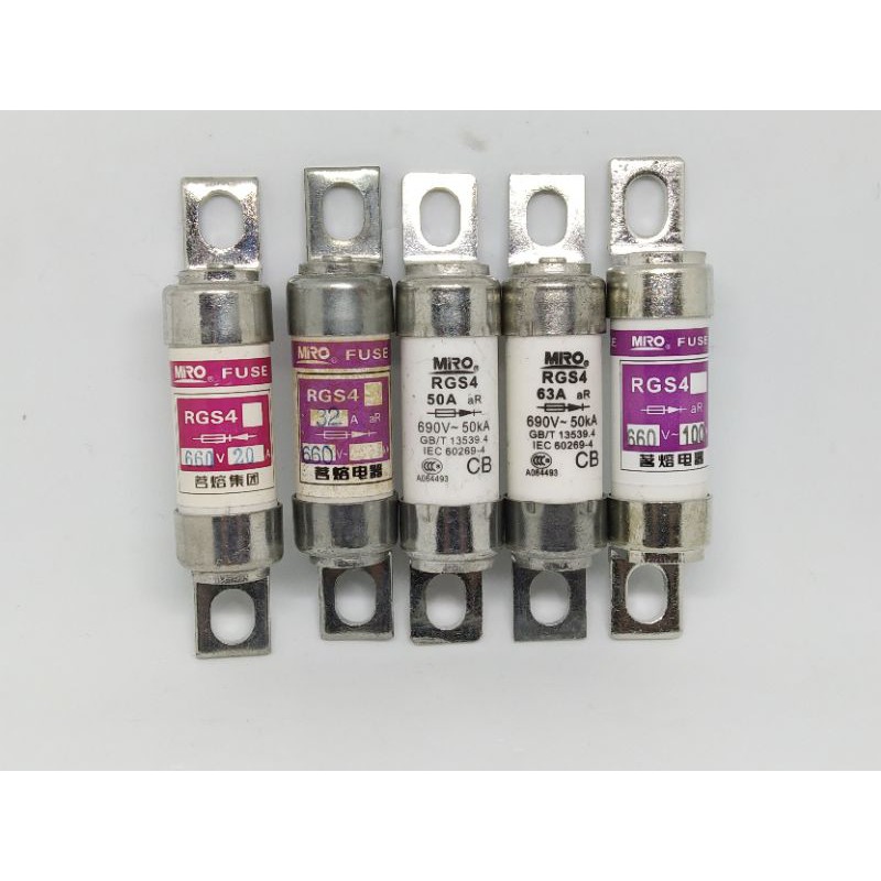 ฟิวส์ เซรามิก RGS4 MIRO แท้ ️แอมป์เต็ม ️(690VAC) 20A 32A 50A 63A 100A ...