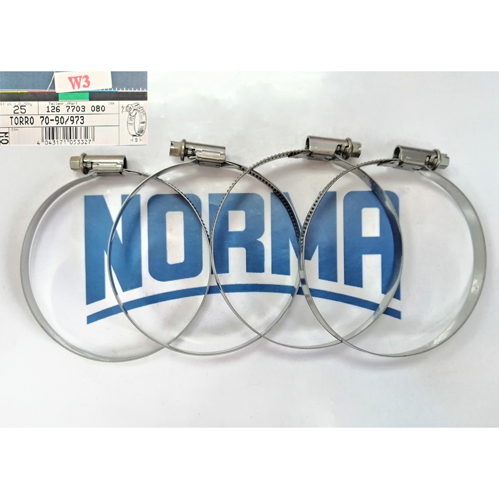เหล็กรัดท่อสเตนเลส เข็มขัด NORMA W3-9 (60-80)-(130-150) NORMA TORRO W3 ...