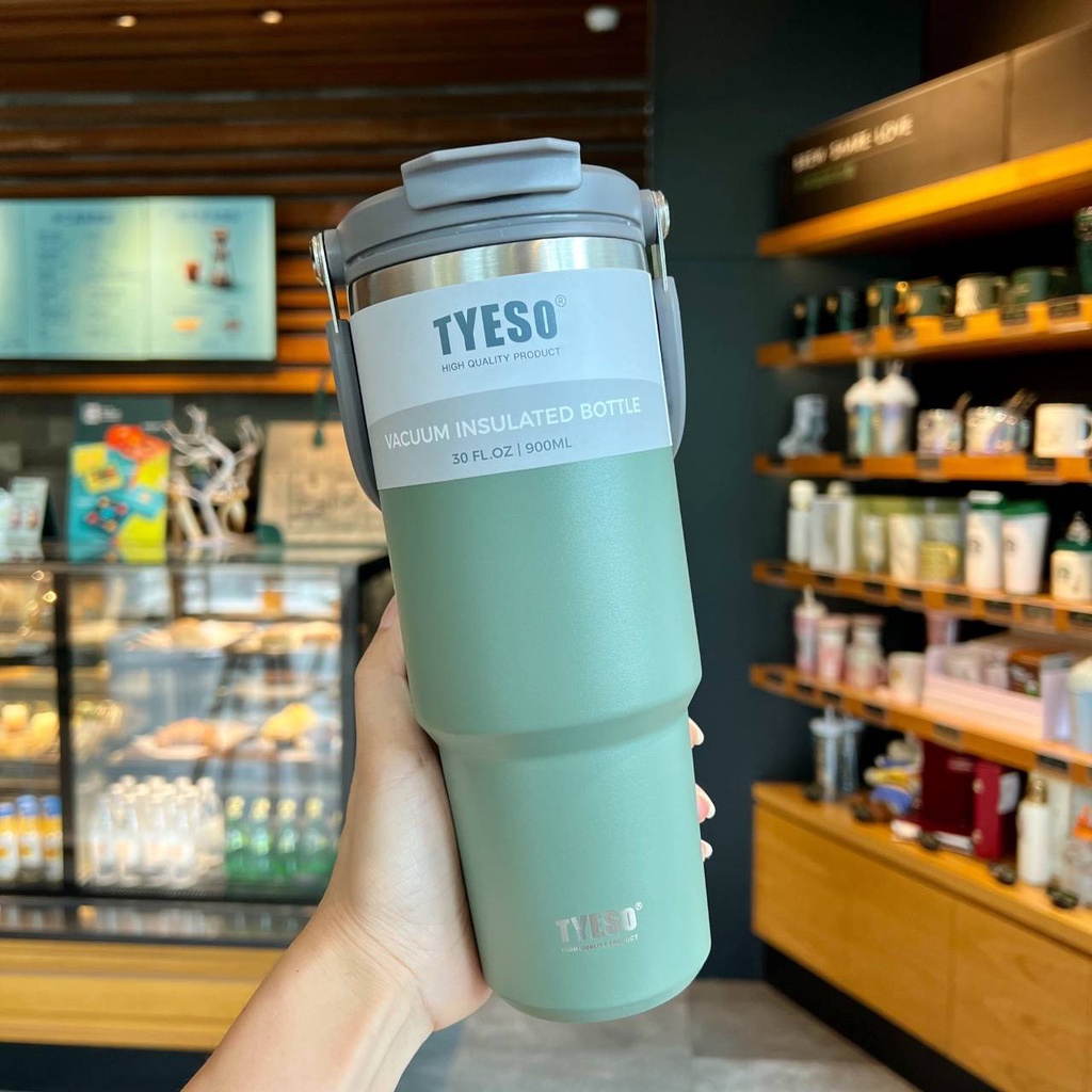 002 รุ่นใหม่ล่าสุด2022 (ของแท้) แก้วเก็บอุณหภูมิ Tyeso มีหูหิ้วถอดออกได้ ความจุ 550ml 710ml เก็บ ...