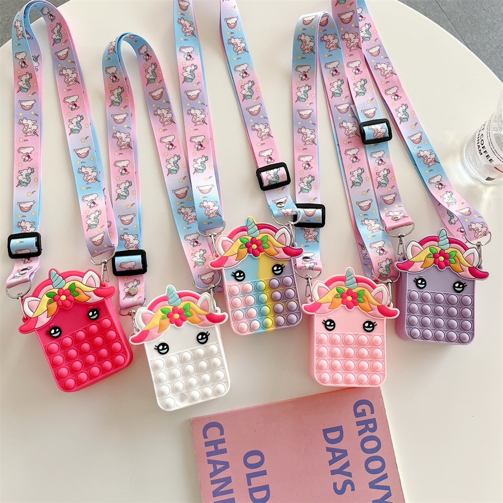 pop it bag Rainbow unicorn bag pop it wallet Messenger Bag Shoulder Bag ...