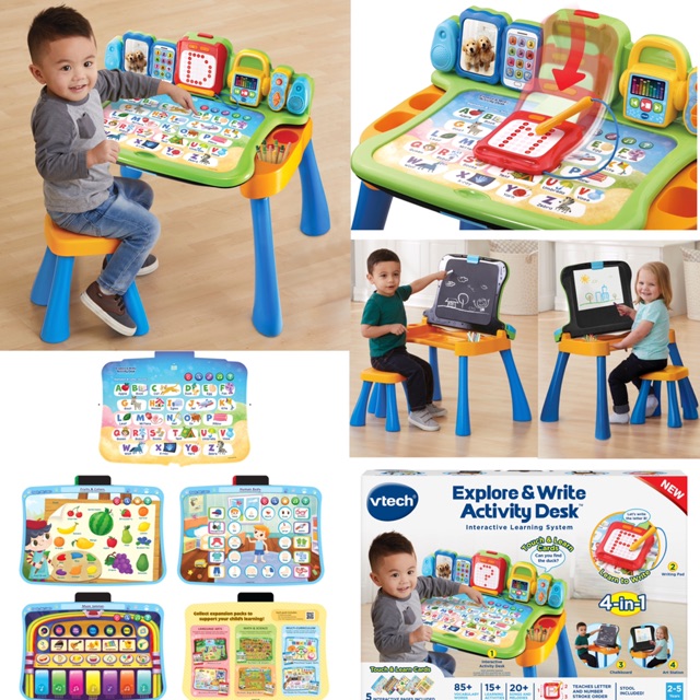 นำเข้า🇺🇸 VTech Explore & Write Activity Desk Transforms into Easel ...