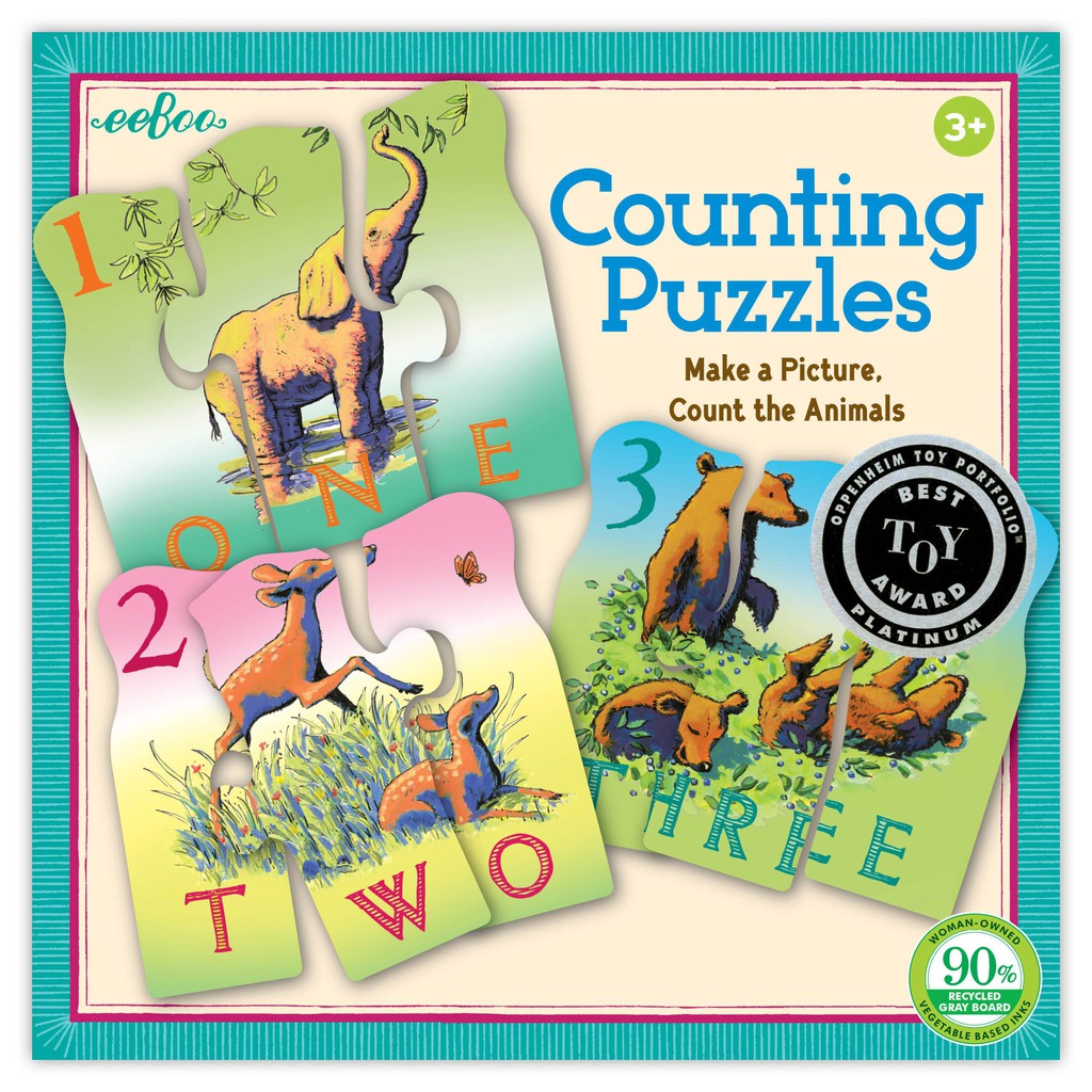 eeBoo Animal Counting Puzzle_3ED จิ๊กซอว์สอนนับเลขรูปสัตว์ | Shopee ...