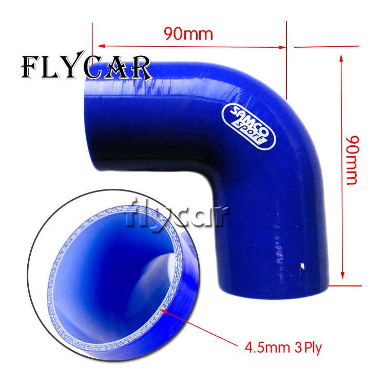 90° องศา SAMCO Universal Car เส้นผ่านศูนย์กลางคงที่ซิลิโคนท่อข้อศอกหลอด Coupler Turbo ลดท่อสีฟ้า ...