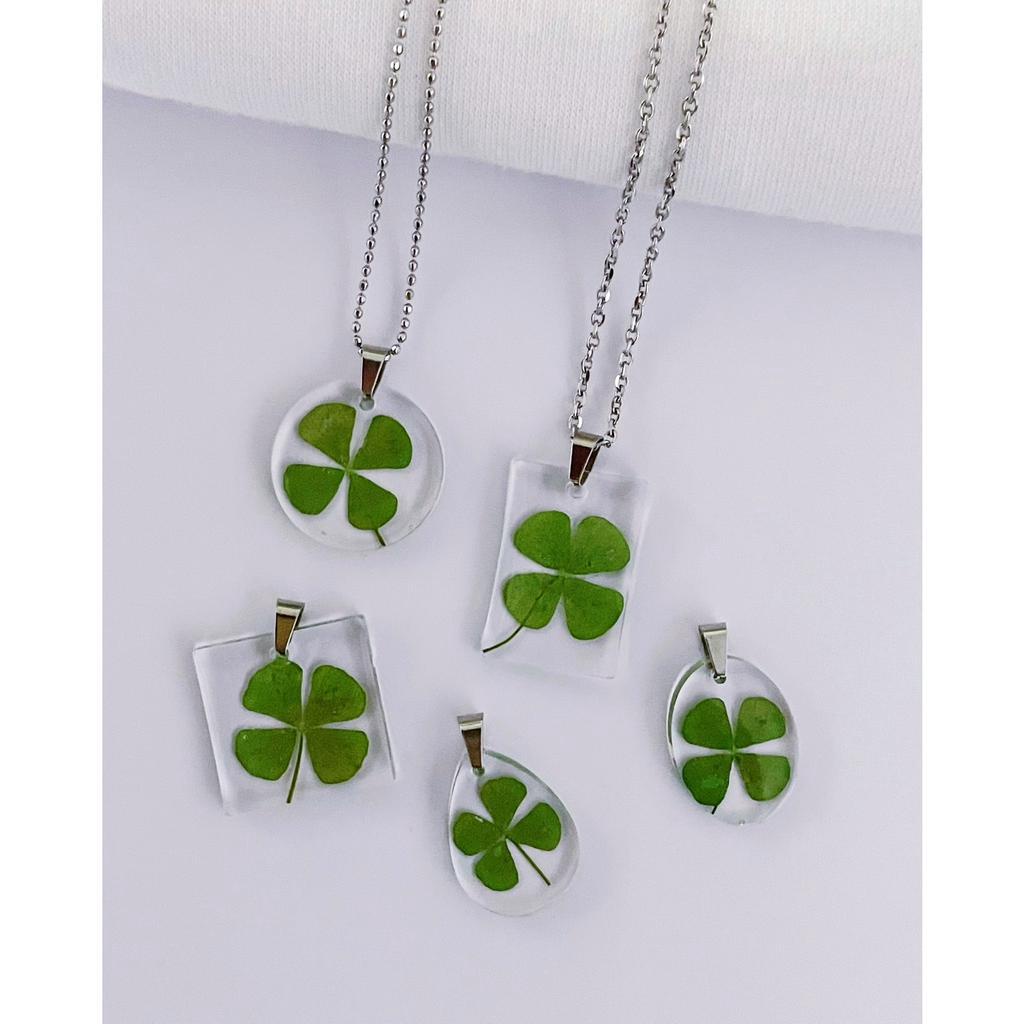 YAMON สร้อยคอใบโคลเวอร์ Clover สร้อยคอสแตนเลส จี้ดอกไม้จริง | Shopee ...