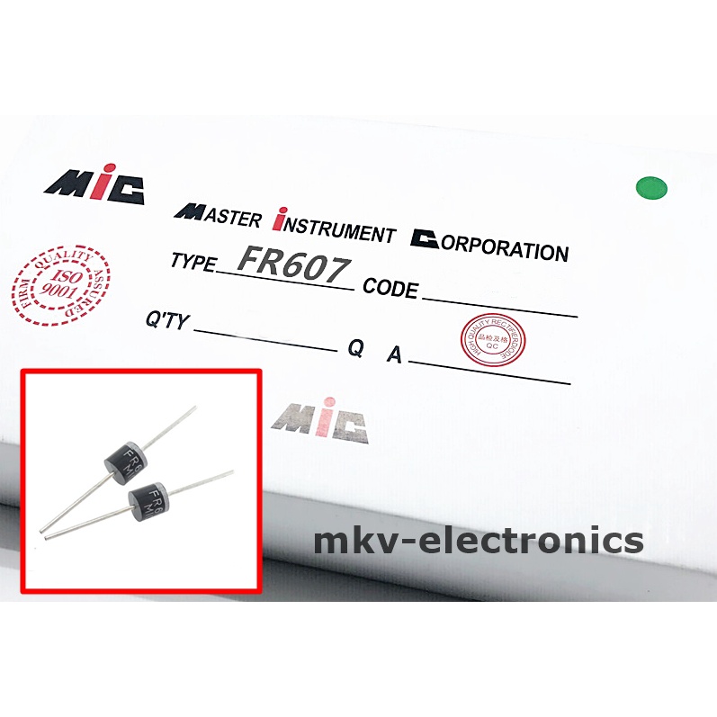 (10ตัว) FR607 , 6A 1000V ใช้แทน FR601 FR602 FR603 FR604 FR605 FR606 ได้ ...