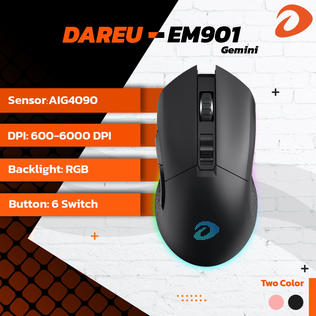 Dareu EM901 Gemini เกมมิ่งเม้าส์ เม้าไร้สาย Gaming Mouse 600-6000 DPI ...