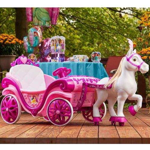 Disney Princess Royal Horse and Carriage Girls 6V Battery-Powered Ride ...