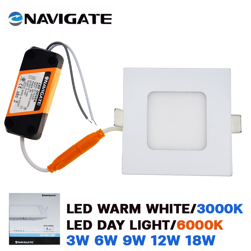 ไฟดาวน์ไลท์ โคมดาวน์ไลท์ พาเนล Navigate รุ่น Downlight Panel LED 3W 7W ...