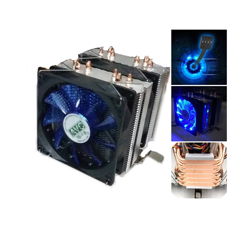 AVC LED cpu cooler 6 ฮีทไปท์ cpu cooler ใส่ได้ INTEL AND AMD | Shopee ...